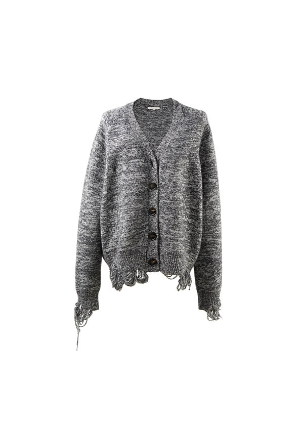 BLACK&WHITE RIPPED OVERSIZED CARDIGAN | Markgong