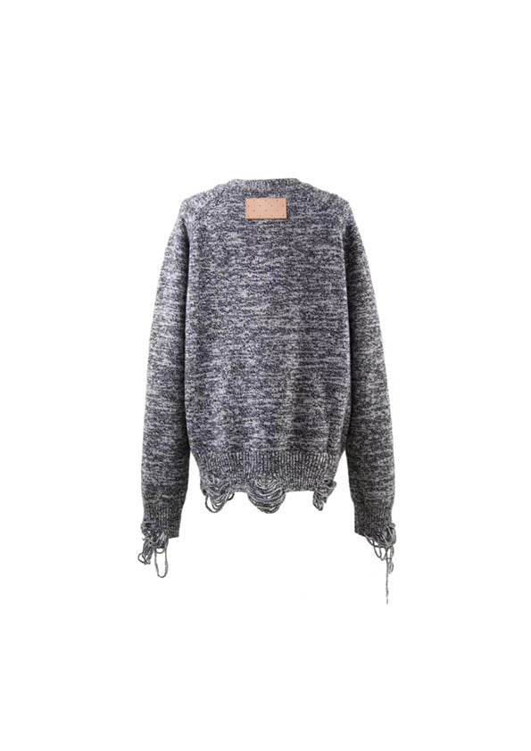 BLACK&WHITE RIPPED OVERSIZED CARDIGAN | Markgong